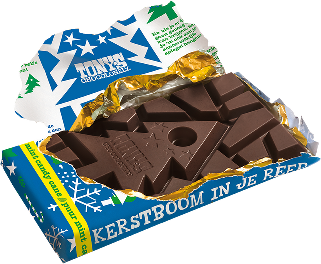 Kerst Chocoladereep Puur Mint Candy Cane – Tony’s Chocolonely NL